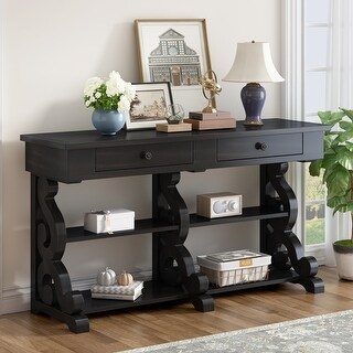Rectangular Wood Corridor Console Table Entryway Table w/Drawers - Bed ...
