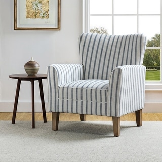 Warren Farmhouse Striped Wingback Chair with Solid Wood Legs by HULALA ...