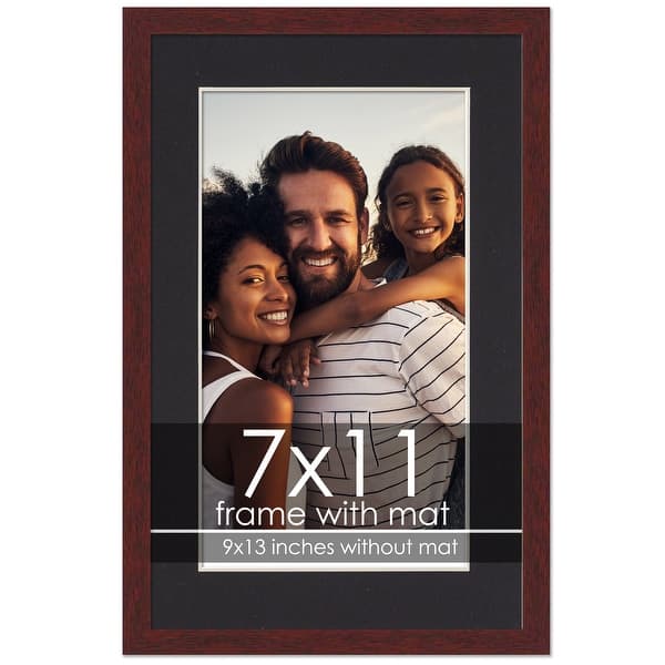 7x11 Frame with Mat - Brown 9x13 Frame Wood Made to Display Print or ...