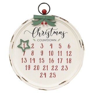 Distressed Christmas Bulb Countdown Calendar w/Star Magnet - White ...