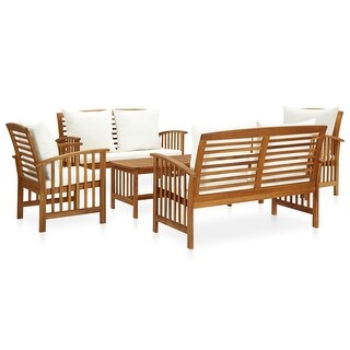 vidaXL 5 Piece Patio Lounge Set with Cushions Solid Acacia Wood - Bed ...