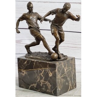 Original Art Deco Two Soccer Player Fifa Bronze Sculpture Figurine ...