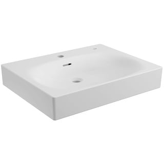 Grohe Eurocube Wall Mount 24" Bathroom Sink with 1 Faucet Hole - Bed ...