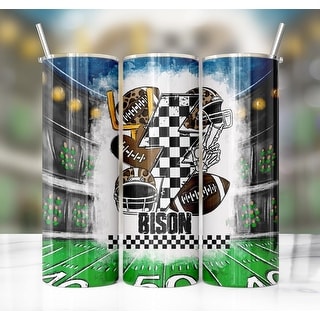 Bison School Team Mascot Preppy Football 20 Oz Skinny Metal Tumbler w ...
