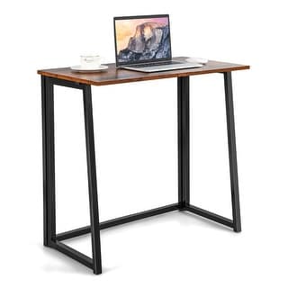 Costway Folding Computer Desk No Assembly Study Writing Table for - Bed ...