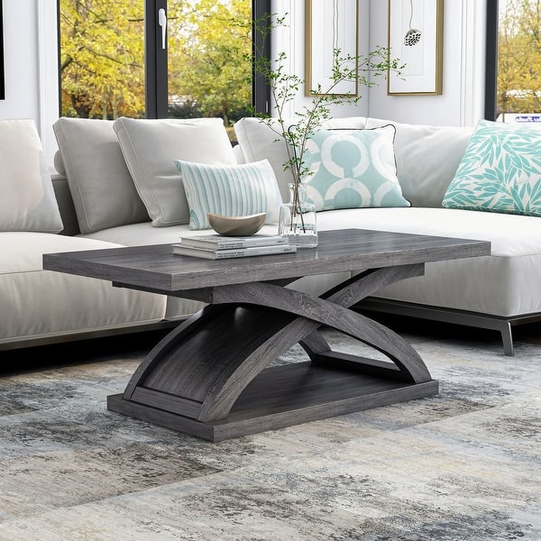 DH BASIC Transitional Distressed Grey 48-inch 1-Shelf Coffee Table by ...