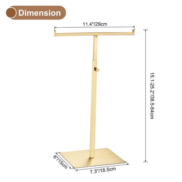 Purse Display Stand T Shaped Metal Adjustable Handbag Rack - Gold ...