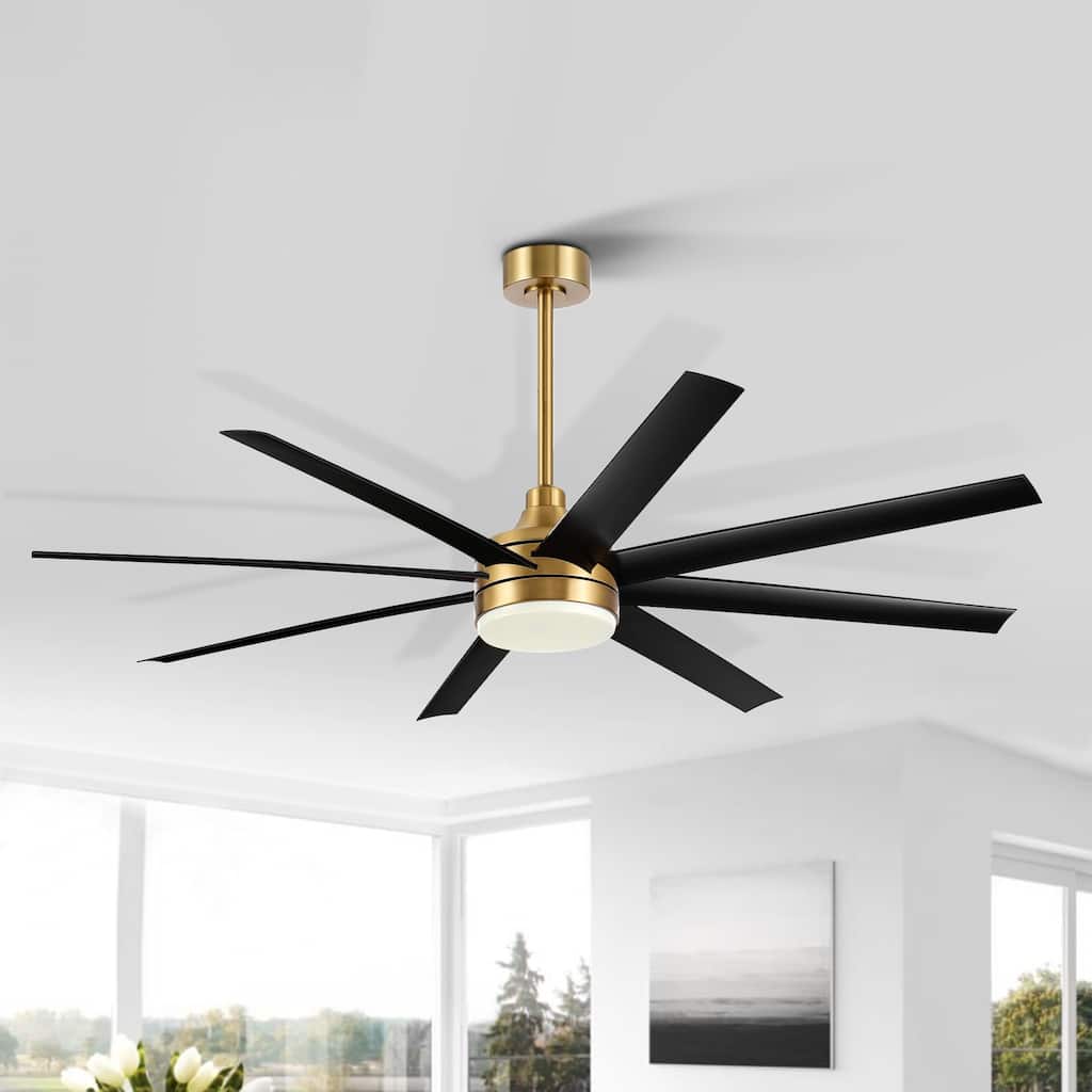 65 Inch Gold Modern Ceiling Fan with Light Remote(8-Blade) - On Sale ...