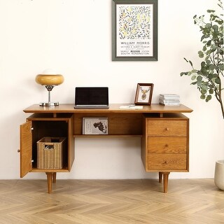 Simple and Elegant Oak Writing Desk - Bed Bath & Beyond - 37764718
