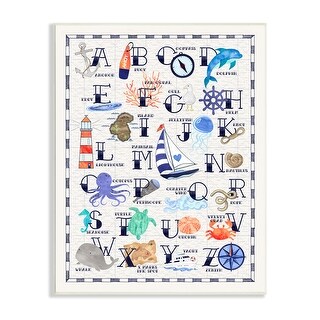 Stupell Educational Maritime Sea Life Ocean Creatures Alphabet Chart ...