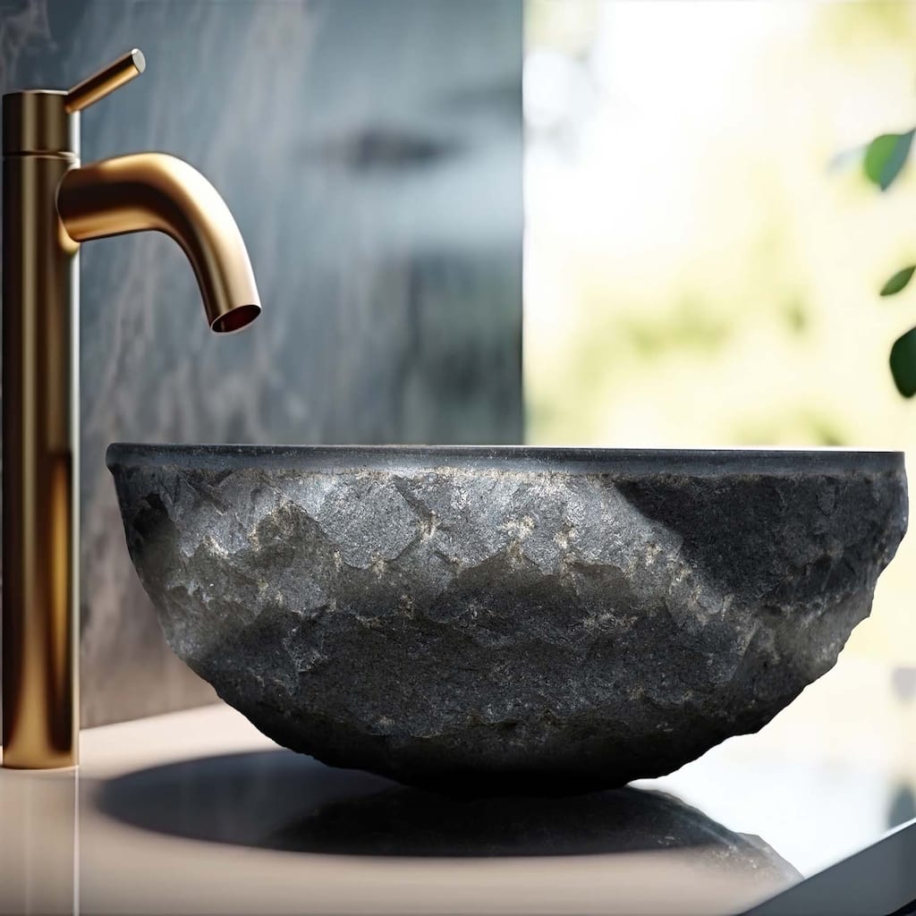 Aruba Uniques Natural Basalt Stone Vessel Bathroom Sink - Overstock ...