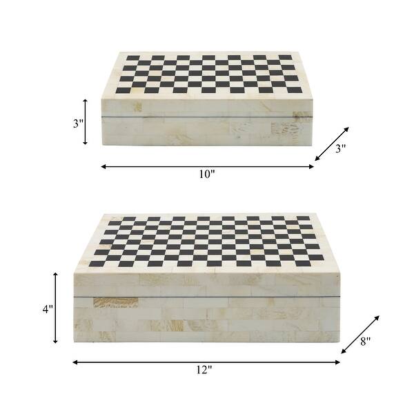 Sagebrook Home Set of 2 Storage Boxes Black and White Checkered Design ...