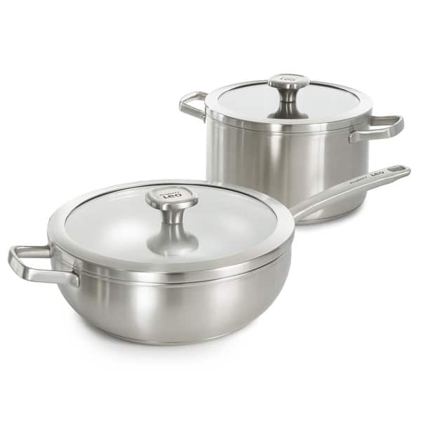 BergHOFF Graphite 4Pc Cookware Set, Glass Lids, Recycled 18/10 ...