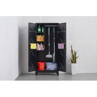 Multifunctional Cleaning Tool Storage Cabinet with Doors,Handing Rod ...