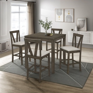 CraftPorch Simple Classy Square 5-piece Counter Height Dining Set - Bed ...