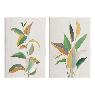 Stupell Modern Split Plant Leaves 2 Piece Wall Plaque Art set Design by ...