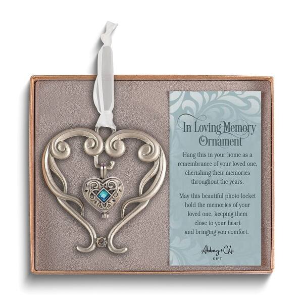 Curata In Loving Memory Silver-Tone with Blue Stone Heart Locket ...