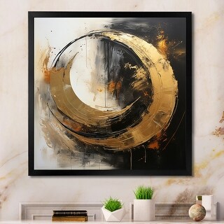 Designart "Yin Yang Beyond Duality Abstract Gold And Black" Abstract ...