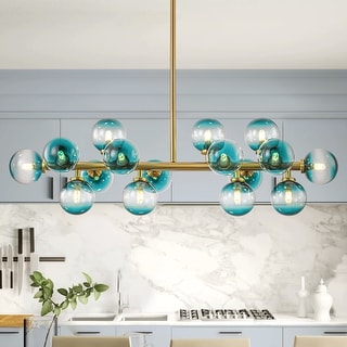 16-Light Modern Linear Cluster Gradient Blue Glass Globe Bubble ...