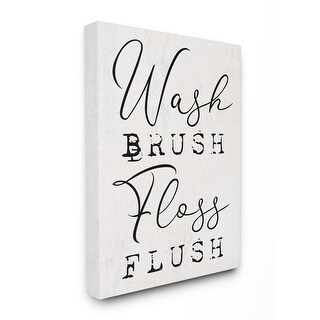 Stupell Wash Brush Floss Flush Black and White Distressed Rustic Look ...