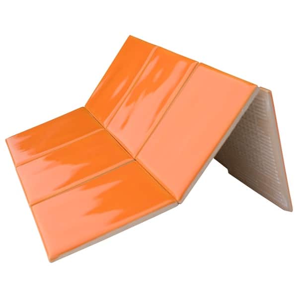 Merola Tile Twist Square Orange Sunset 11-3/4" x 11-3/4" Ceramic Wall ...