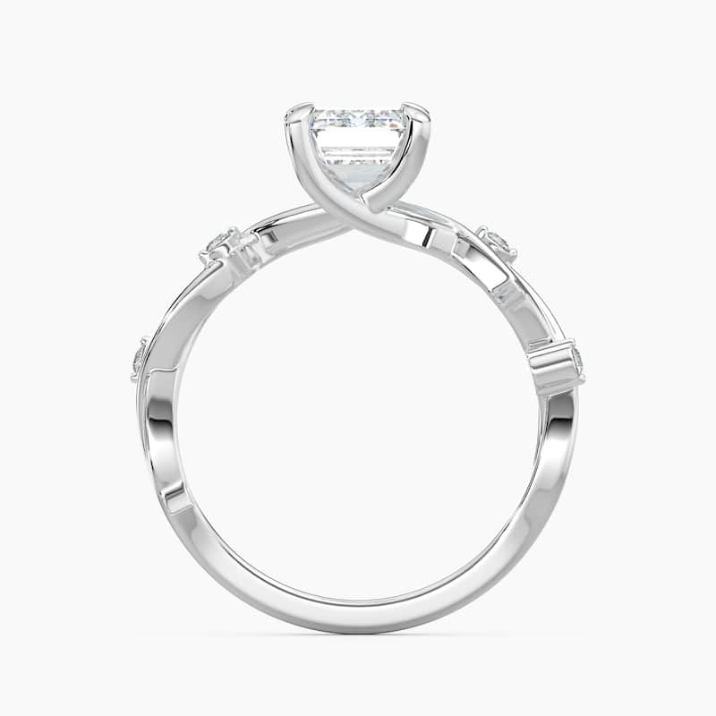Auriya 14K Gold Lab Grown Diamond Emerald Cut Twisted Vine Engagement ...
