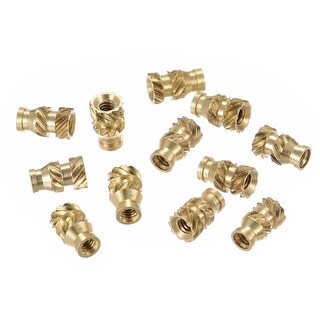 Knurled Insert Nut M2 x 6mm L x 3.5mm OD Female Thread Brass Embedded ...