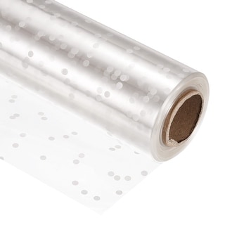 Cellophane Wrap Roll Wrapping Paper White Polka Dots 115ft x 33in 2.5 ...