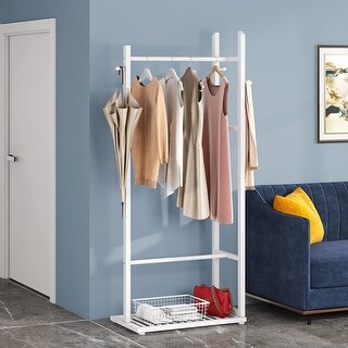 White Garment Rack Clothing Rack For Hanging Clothes with Bottom ...