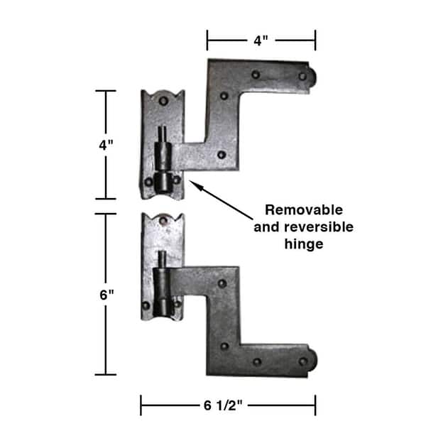 Black Wrought Iron Shutter Lift Off Pintle Hinges 6.5" L Colonial Pin ...