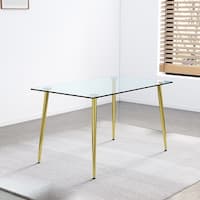 Rectangular Glass Dining Table for 4-6 with 0.31" Tempered Glass ...