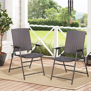 Outdoor Dining Chairs Folding Patio Wicker Dining Chairs (2 Packs ...