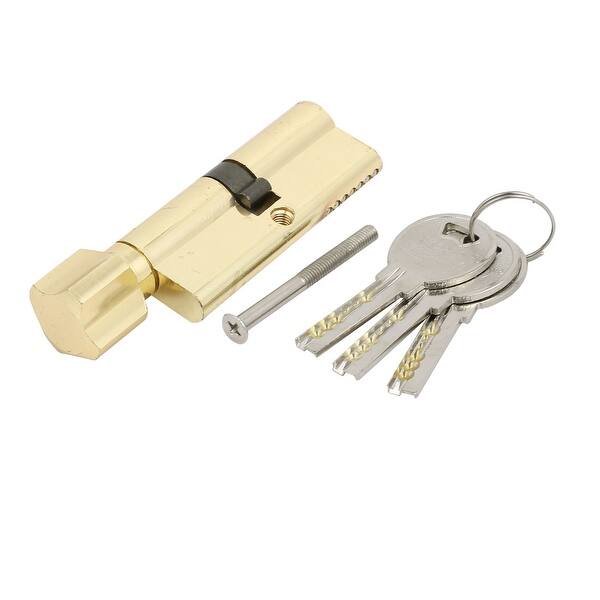 70mm Long Anti-Theft Metal Door Lock Cylinder Gold Tone w Keys - Gold ...