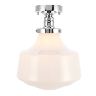 Lyle 1 light Chrome and frosted white glass Flush mount - One Size ...