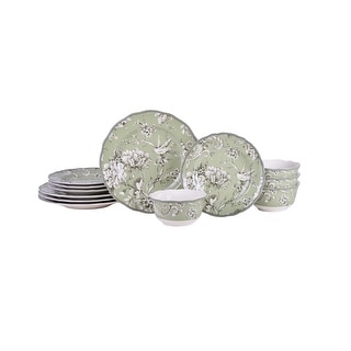 Adelaide Sage Porcelain 12 Pc Dinnerware Set - Bed Bath & Beyond - 41791883