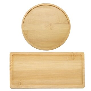 Bamboo Coaster Natural Wooden Drink Coasters Rectangle And Round - Wood ...