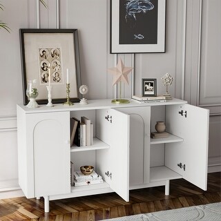 Stylish and Functional 4-Door Intaglio Storage Cabinet with Pine Legs for Living Room Bedroom ...