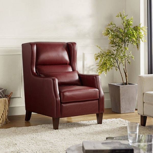 Erich Genuine Leather Wingback Armchair with Pillow by HULALA HOME On Sale Bed Bath Beyond 39673850