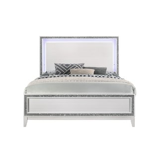 White Bedroom Queen Bed with LED - Bed Bath & Beyond - 38195732