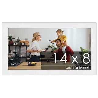 14x8 Contemporary White Wood Picture Frame - UV Acrylic, Foam Board ...