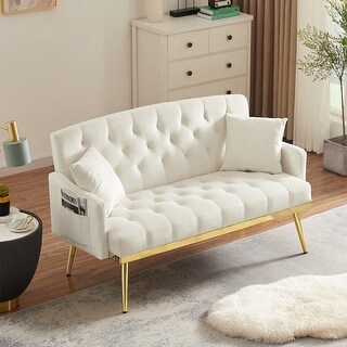 55.5" Luxury 2 Seater Sofa for Bedroom, Apartment, Home Office, Tufted ...