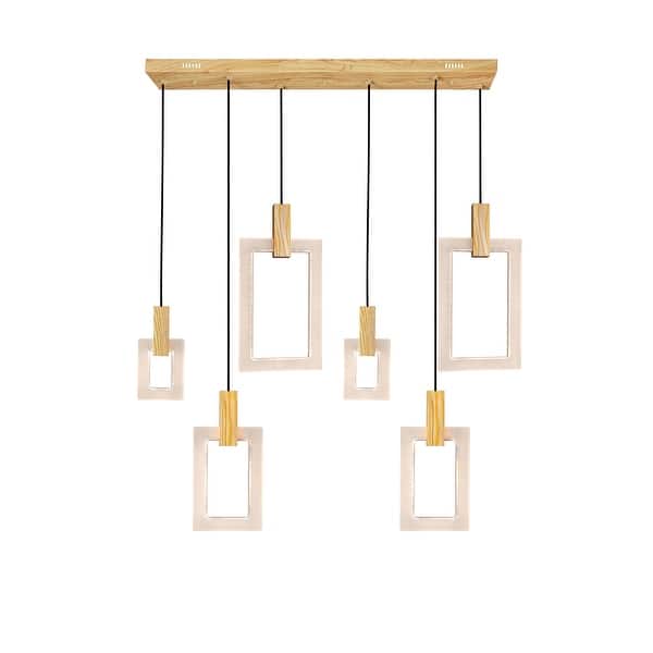 Anello LED Island/Pool Table Chandelier With White Oak Finish - White ...