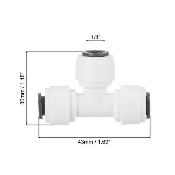 1/4" Push to Connect Tee Water Line Fitting for RO Water System White ...