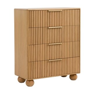 Cid Joya 45 Inch Tall Chest, 4 Drawers, Golden Metal Handles, Natural ...
