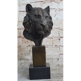 Tiger Bronze Metal Bust Statue Sculpture Tigers Head Marble Base 10 ...