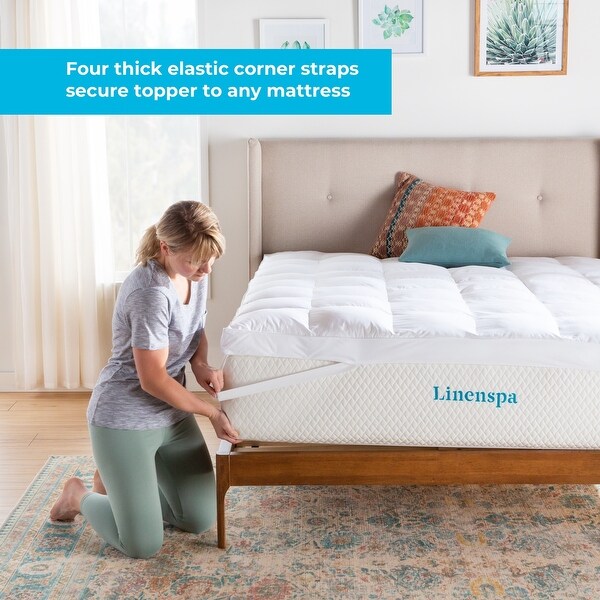 Linenspa Essentials 2 3 Inch Down Alternative Mattress Topper White On Sale Bed Bath Beyond 10858539
