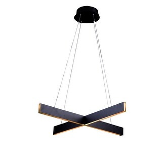 1-Light L28.3" Black Metal and Acrylic "X" Shaped LED Light Fixture ...