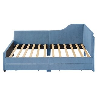 Twin Stripe L-shaped Semi-enclosed Daybed wStorage Drawers, Corduroy ...