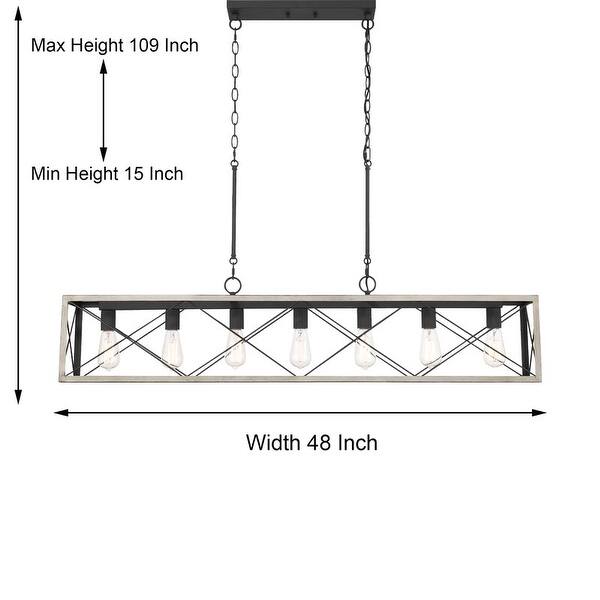 7-Light 48In Linear Modern Farmhouse Kitchen Chandelier - 48'' - Bed ...