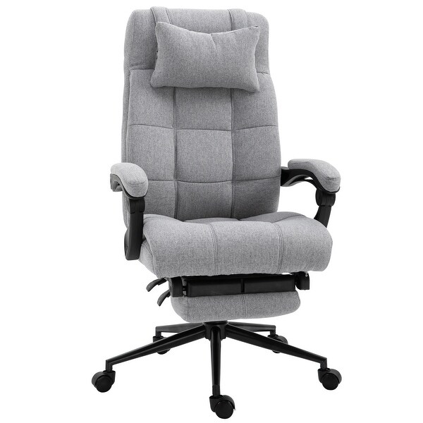 Vinsetto Executive Linen Fabric Home Office Chair with Retractable Footrest Headrest and Lumbar Support On Sale Bed Bath Beyond 31629504